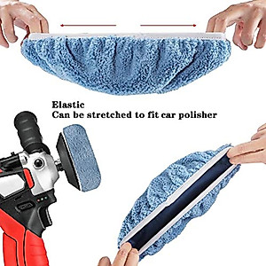 9 to 10 Inches Buffer Bonnets 9Pcs Waxers Bonnet Set Polishing Pads Bonnet Car Buffer Bonnet Car Wax Cover Kit - 4 Microfiber, 3 Coral Fleece, 2 Woolen, for Orbital Buffer Polisher