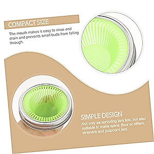 DOITOOL 2pcs Mason Jar Lids Canning Kit Jar Sprouter Lids Sprouting Jar Strainer Lids Sprouting Strainer Screen Sprout Maker for Home Sprouting Lid Sprouting Jar Lids Green Glass Bottle