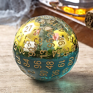 DNDND D100 Dice with Duck Inside Resin 100 Sided Die with Translucent Pouch for D&D