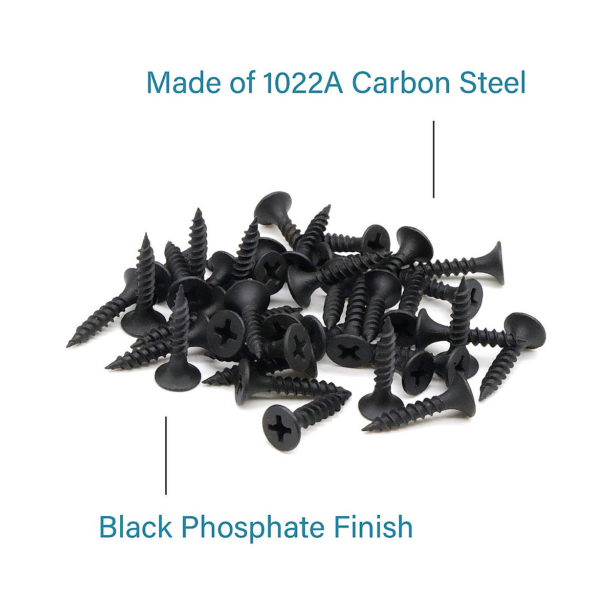 IMScrews 100pcs #6 x 3/4" Flat Head Phillips Drywall Screws Fine Thread Sharp Point Wood Screw, Carbon Steel 1022A, Black Phosphate