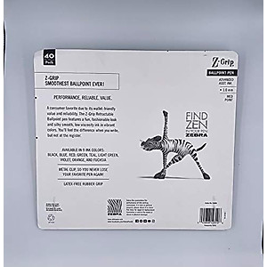 Zebra Z-Grip Retractable Ballpointe Pens Medium Point 1.0mm 40 Count, 9 Assorted Colors