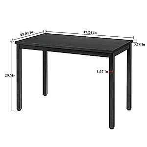Home Office Desktop Computer Desk, Home Study Writing Table Computer Gaming Table PC Laptop Table, 47/55inch Student Study Workstation Reading Writing Desk for Bedroom Living Room (Black, 47 inch)