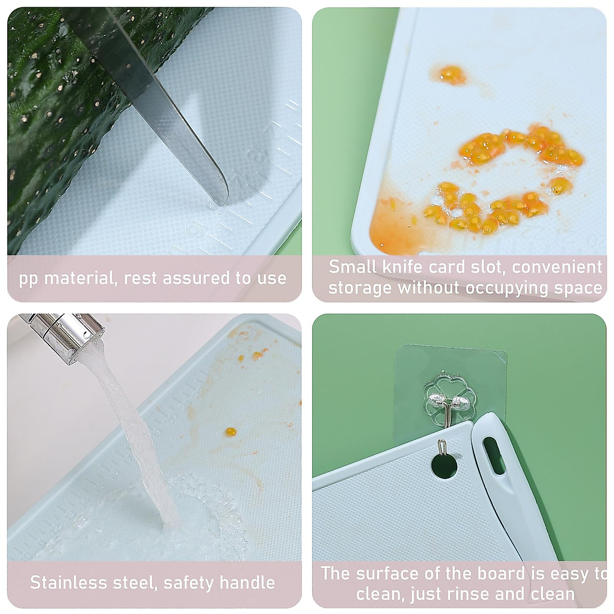 Mini Travel Cutting Board,Cutting Boards for Kitchen,Plastic Utility Cutting Board with Handles,Safe Multifunctional Portable Fruit Chopping Board With Knife Hanging Hole for Kitchen(pink)