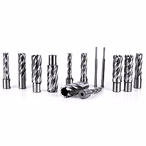 OSCARBIDE Annular Cutter Set 13pieces,2"Cutting Depth,3/4"Weldon Shank and 7/16 to 1-1/16 inch Cutting Diameter Mag Drill Bits for Magnetic Drill Press with 2pcs Pilot Pins