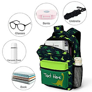 Mrokouay Custom Backpack for Boys Girls, Personalized School Backpack with Name, Customization Green Dinosaur Print Kid Backpack Casual Bookbags