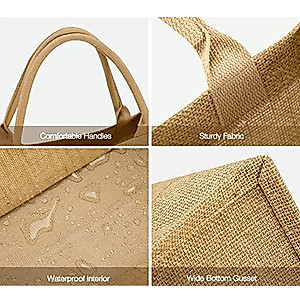 Globyz Jute Bag With Black Canvas Pocket And Button Closer Burlap Tote Bag With Initial Tote Present for Birthday And Holiday (Y, Small (12H*14L*5W))