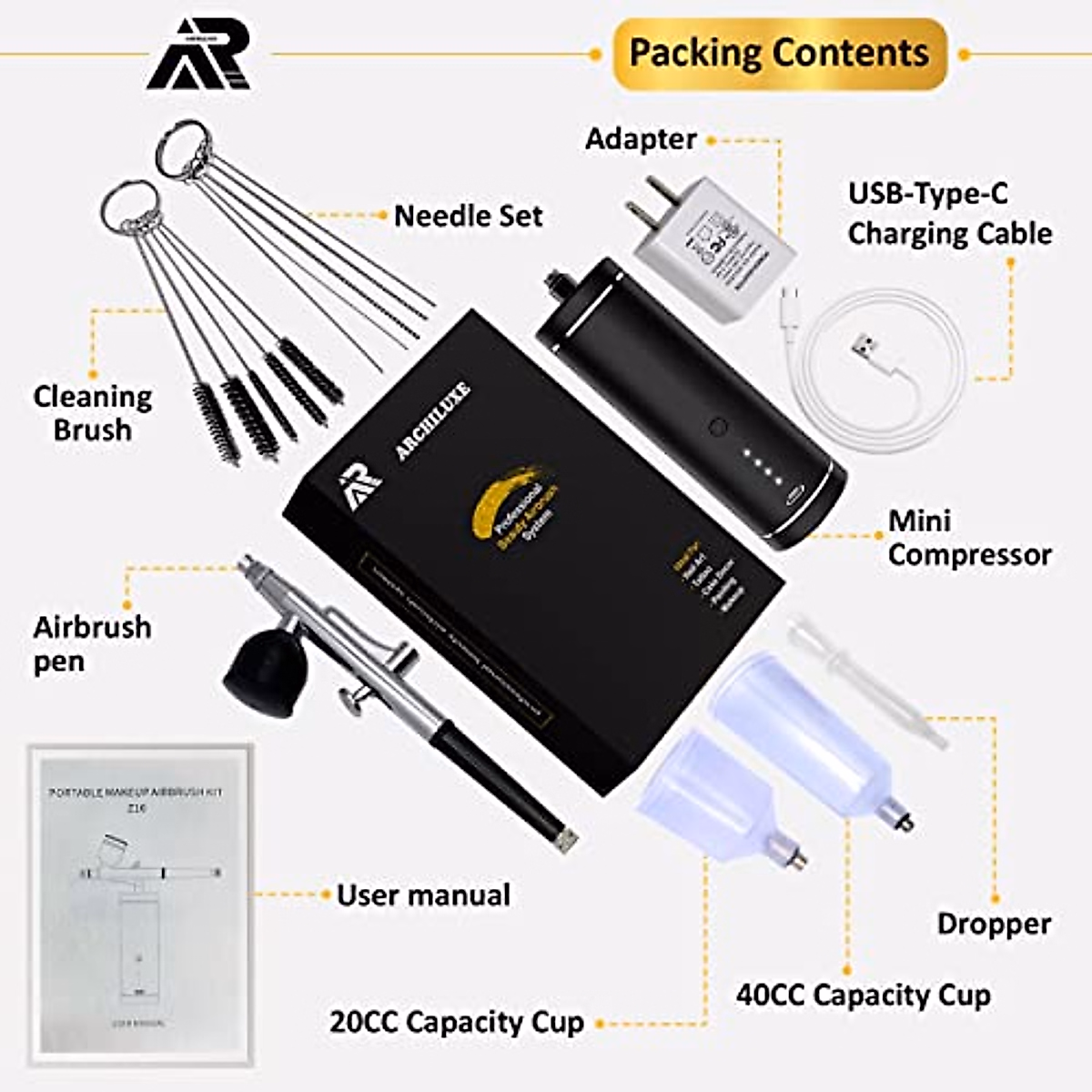 Cordless Airbrush Kit Upgraded Rechargeable Airbrush Compressor 30 PSI for Art Painting, Cake Airbrush Decorating, Crafts, Model Painting, Air Brush Painting, Nail Airbrush Machine