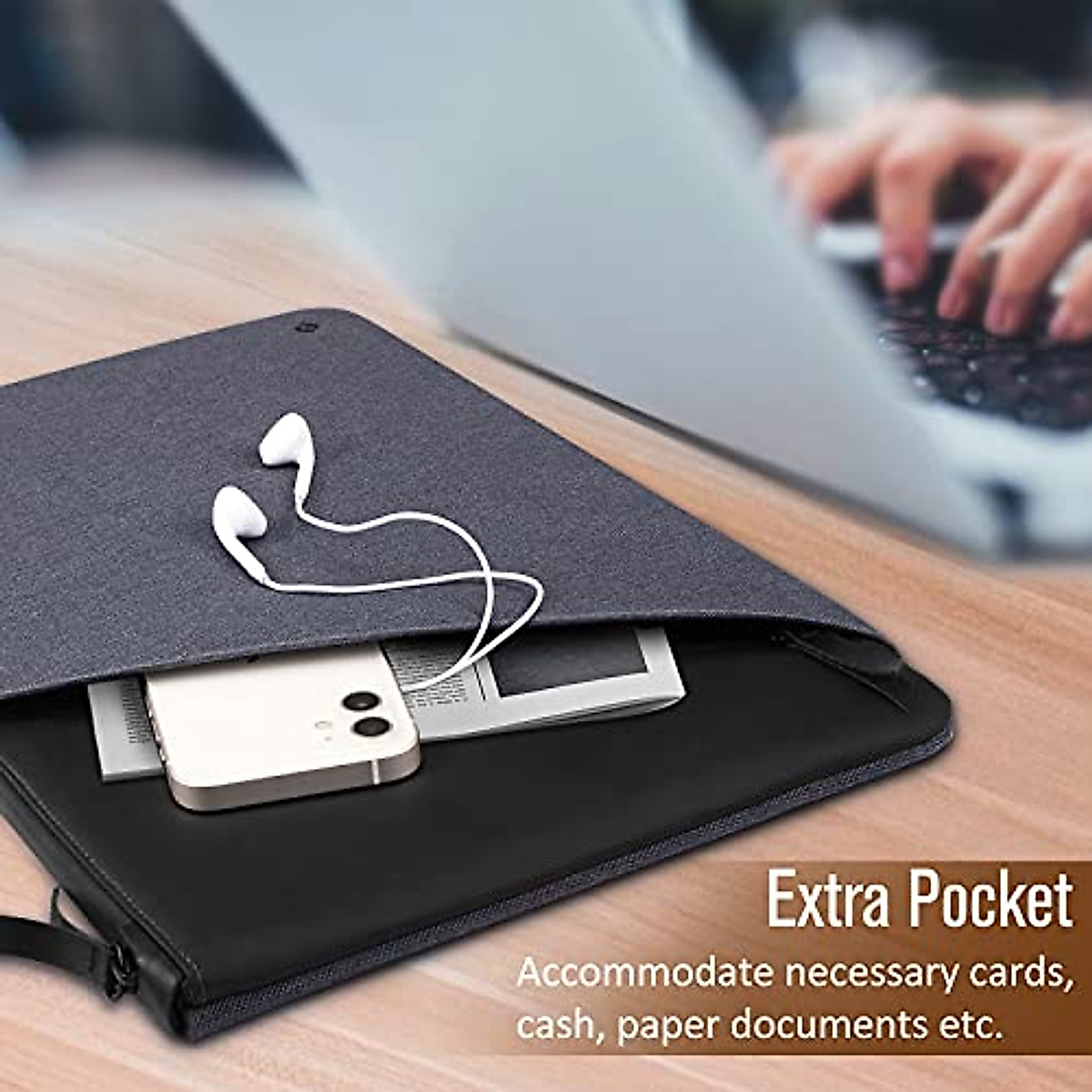 FINPAC 13 Inch Tablet Laptop Sleeve Case, Slim Carrying Cover Bag for 12.9" iPad Pro 2018-2022, MacBook Air 13 2018-2022, MacBook Pro 13 2016-2022, Surface Laptop Go, Surface Pro 9/X/8/7/6/5, Black