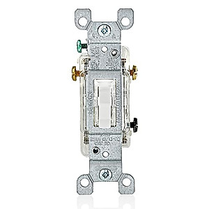 Leviton L1463-2W 15 Amp, 120 Volt, Toggle LED Illuminated 3-Way Switch, Residential Grade, Grounding, White