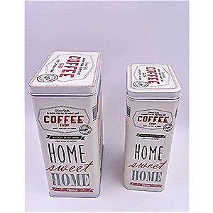 hadaaya Farmhouse Coffee Storage Container Set with Lids – Tall Rectangular Canisters for Coffee & Tea – Airtight White Kitchen Canister Set