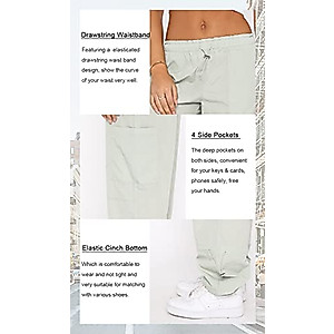 DISCIPBUSH Cargo Pants Women Baggy - Parachute Pants for Women Trendy, Womens Cargo Pants Y2K Pants, Baggy Pants Women, Streetwear Women Cargo Pants for Girls' Fashion, Khaki Pants for Women L