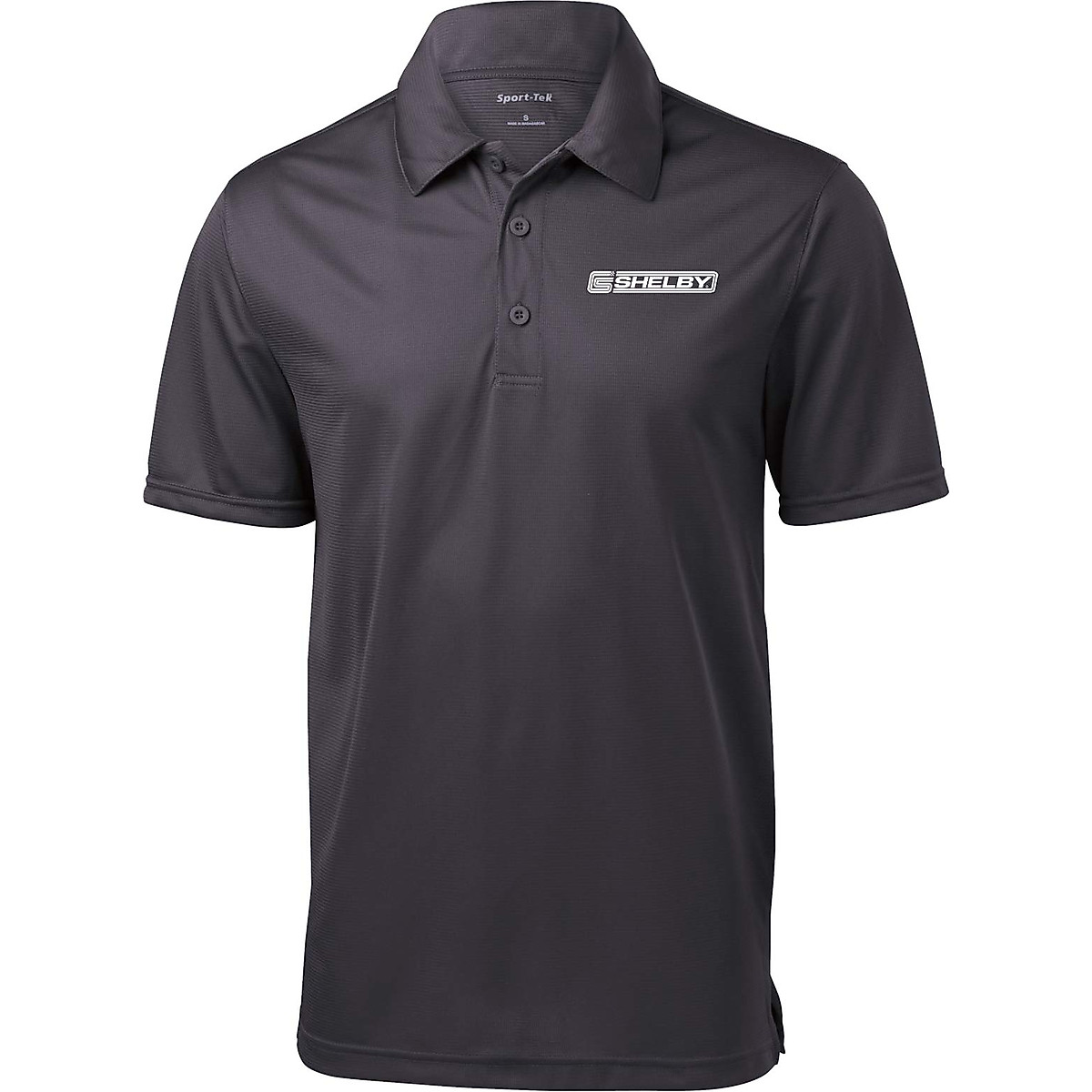 Ford Mustang Shelby Crest Pocket Print Textured Polo, Iron Grey XL