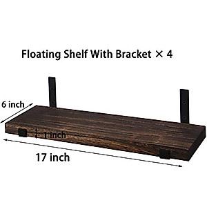 HXSWY Rustic Wood Floating Shelves for Wall Farmhouse Wooden Wall Shelf for Bathroom Kitchen Bedroom Living Room Set of 4 Dark Brown