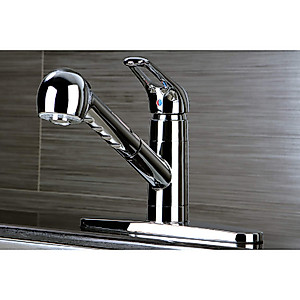 Kingston Brass GSC881NCLSP Gourmetier Century 8-Inch Centerset Single Handle Kitchen Faucet with Pull-Out Sprayer, Polished Chrome