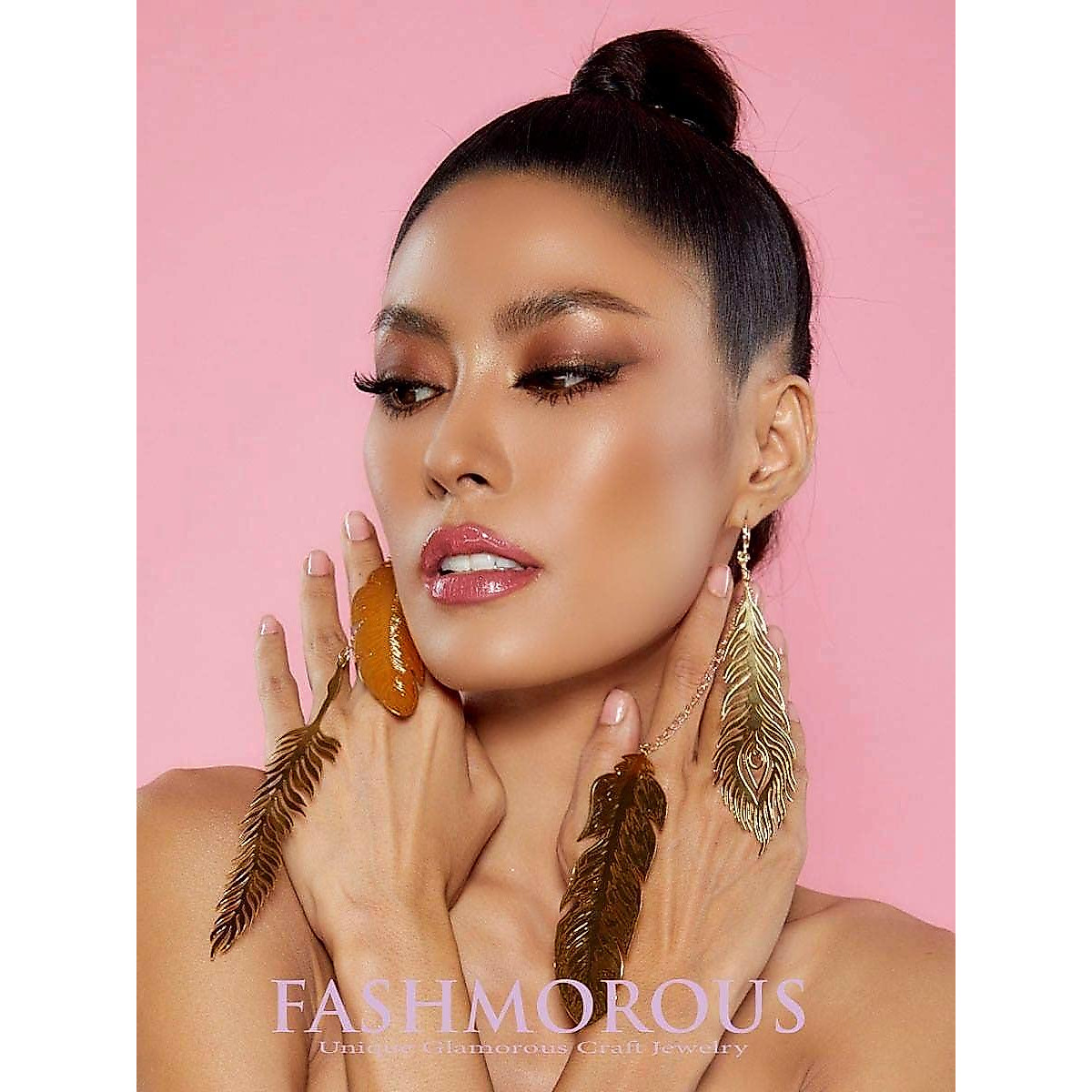 Fashmorous Gold Feather Earrings for Women Dangling Peacock Feather Earrings Gold Peacock Feather Earrings for Women Dangle Peacock Feather Earrings Long