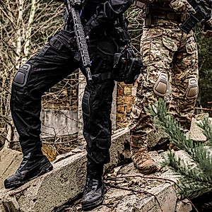 G3 Combat Pants with Knee Pads Tactical Military Trousers Hunting Camo Pants for Men Rip-Stop Airsoft Gear (Black, 34)