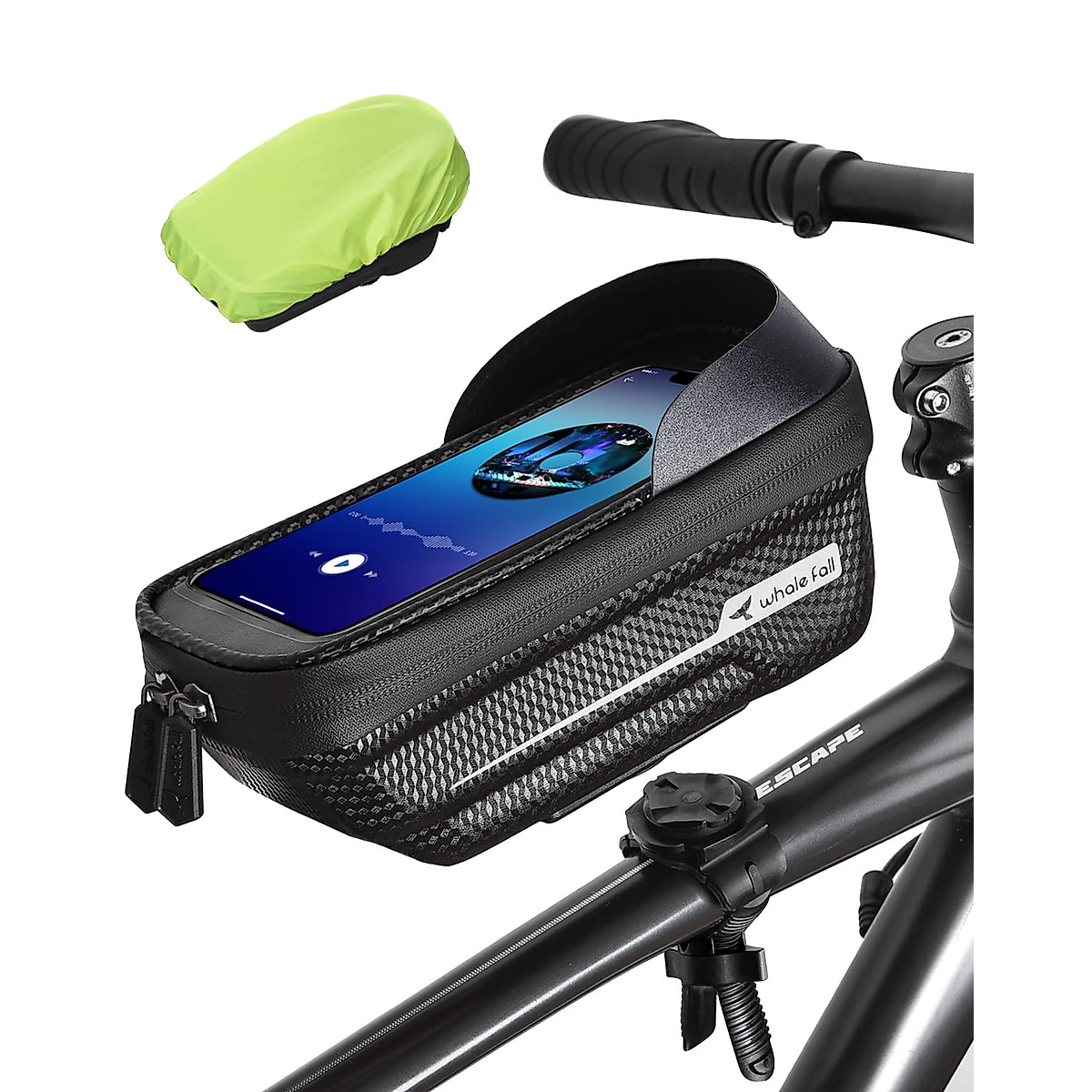whale fall Newest Portable Bike Bag, Bike Phone Mount, Bike Accessories, Phone Holder for Bike, Sturdy/Waterproof, Germany Bayer 0.25mm TPU, 4” - 6.9” Cellphone, Black, X1 Pro