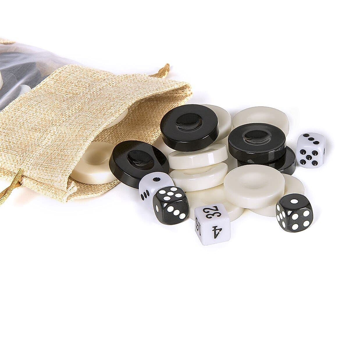 ZOOCEN Classic Checkers Game Set with Drawstring Cloth Storage Bag (30pcs Coffee Color)