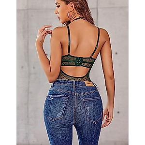 Avidlove Lingerie for Women Floral Lace Snap Crotch Teddy Bodysuit One Piece Teddies Babydoll