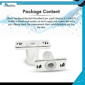 MARINE CITY 316 Grade Polished Stainless Steel 1/2 Inches Shank Top Mount Rowlock/Oarlock Socket for Boats – Yachts – Ships (Pack of 2)