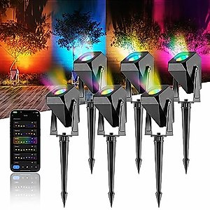 Nopoor Outdoor Spot Lights, IP65 Waterproof Outdoor Lights RGB Color Changing Spotlight, Low Voltage Landscape Lights Work with Alexa, Outdoor Uplights for Yard Garden Patio Halloween Decorations