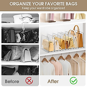DoubleCare Adjustable Purse Organizer for Closet, Clear Handbag Organizers for Closets, Purse Bag Dividers for Closet, Purse Holder, Bookshelf for Bedroom, Office,8LAYER…