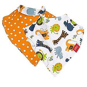 Nuby 2-pk Dribble Catcher Bandana bibs, Super Absorbent Drool Bib with Soft Comfort Neckline, Neutral