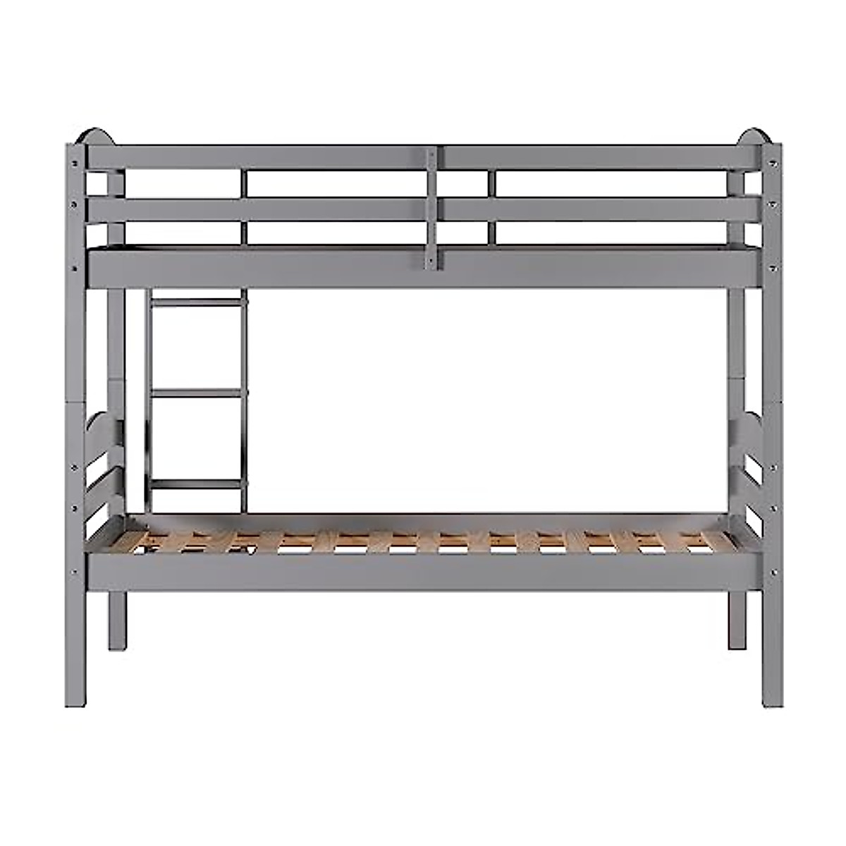 Walker Edison Della Transitional Twin-Over-Twin Bunk Bed Frame, Twin Size, Grey