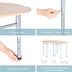 Guidecraft Standing Modular Desk for Adults and Kids: Adjustable Height Desk with Metal Legs for Home, Office, Classrooms and More