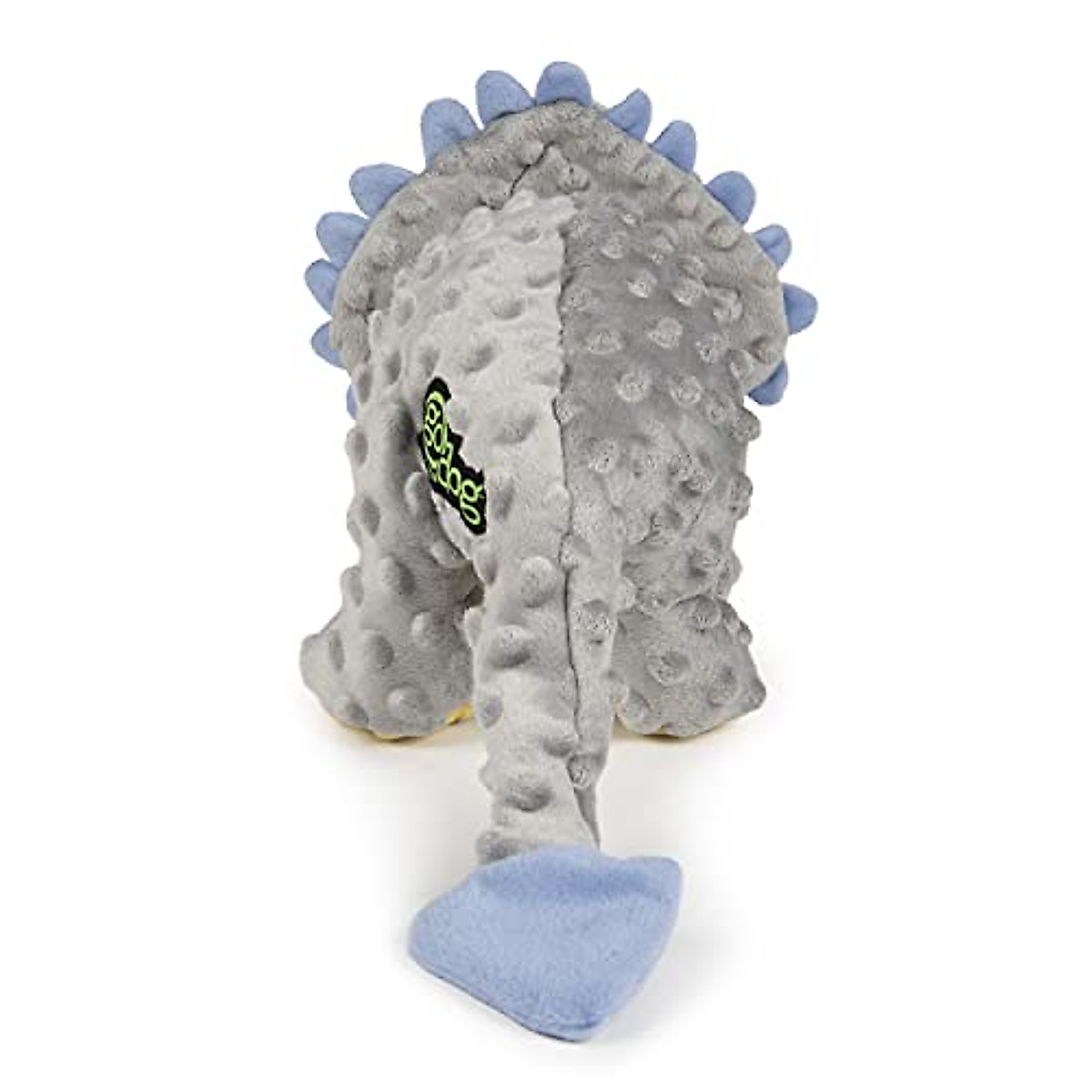 goDog Dinos Frills Squeaky Plush Dog Toy, Chew Guard Technology - Gray, Large