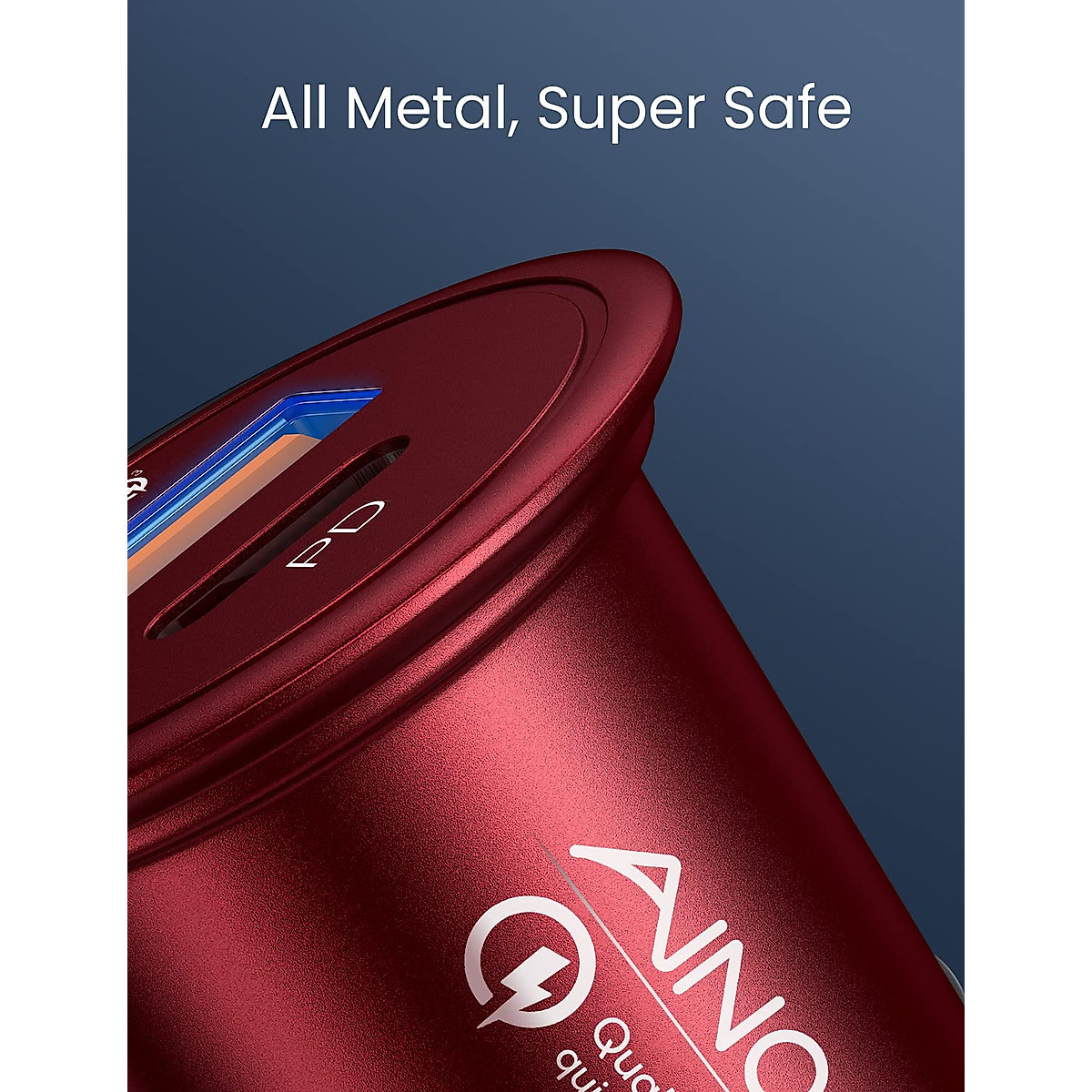 AINOPE USB C Car Charger 67.5W, Red Car Accessories Car Charger USB C for iPhone, Super Mini All Metal Fast Charging Car Charger PD&QC 3.0 Dual Port Car Adapter Fits iPhone 15 Pro Max 14 13 12 11, Red