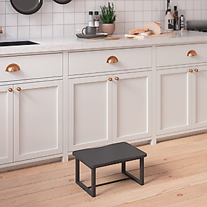 Itsst Wooden Step Stool with 500 Pounds, Wide Bed Step Stool for Adults，Black Wood Step Stool for Kitchen, Bedroom, Living Room, Bathroom