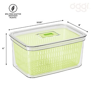 Oggi Store Fresh Food Storage Bin, 12.25" x 8" x 6", Clear