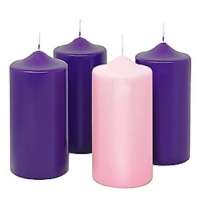 Pillar Advent Candle Set of 4 - Advent Pillar Candles - Made In the USA - Advent Candles For Advent Wreaths and Advent Rings Candle Holder- Premium Hand Dipped Drip-less Candles