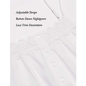 Ekouaer Womens, Lace Nightgown Nightshirt, Sleeveless, Sleepwear, Cotton Pajamas Sleep Dress, A-candy_white, X-Large