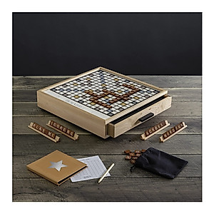 WS Game Company Scrabble Luxe Maple Edition with Rotating Solid Wood Cabinet