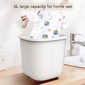Diydeg Portable Laundry Washing Machine, 6L Large Capacity Blue Light 360° Rotation Mini Washing Machine for Apartment, Laundry, Camping, RV