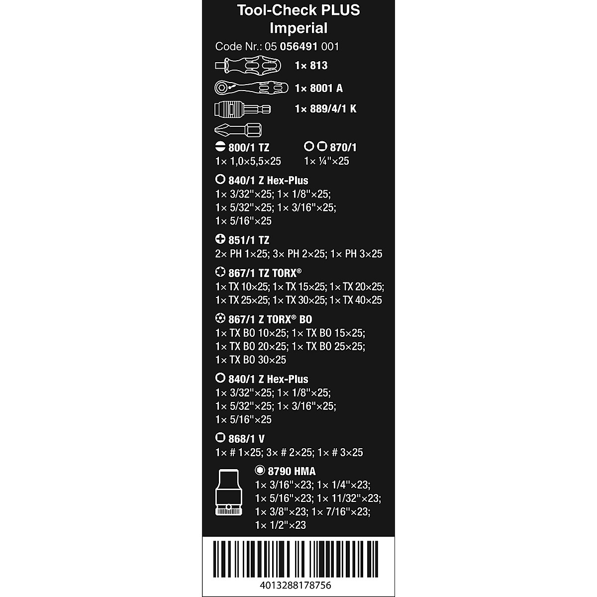 Wera 05056491001 Tool-Check Plus Imperial, 39 Pieces & 05073661002 Kraftform Kompakt 27 RA Slotted Ratcheting Screwdriver, 1/4" Head, MULTI