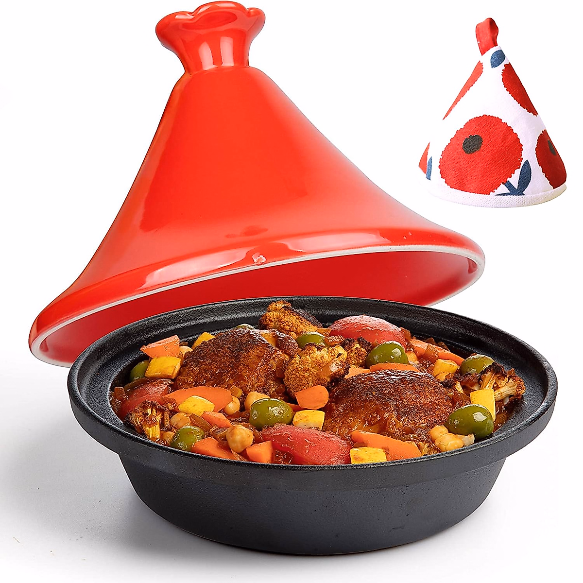 Xgxoz Tagine Cast Iron 4 Qt Cooker Pot Tajine Cooking Enameled Ceramic Lid- 500 F Oven Safe Dish W Large Capacity Cone Shaped Lid High Quality Cookware Gift