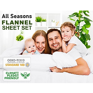 RUVANTI Flannel Sheets Full Size - 100% Cotton Brushed Flannel Bed Sheet Sets - Deep Pockets 16 Inches (fits up to 18") - All Seasons Breathable & Super Soft - Warm & Cozy - 4 Pcs - Aura