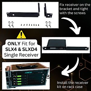 Antenna Distributor Bracket Hardware Kit for Mounting Shuer SLX4 SLXD4 Wireless Microphone Single Receiver on 19'' Audio Rack Case (for 1 Receiver)