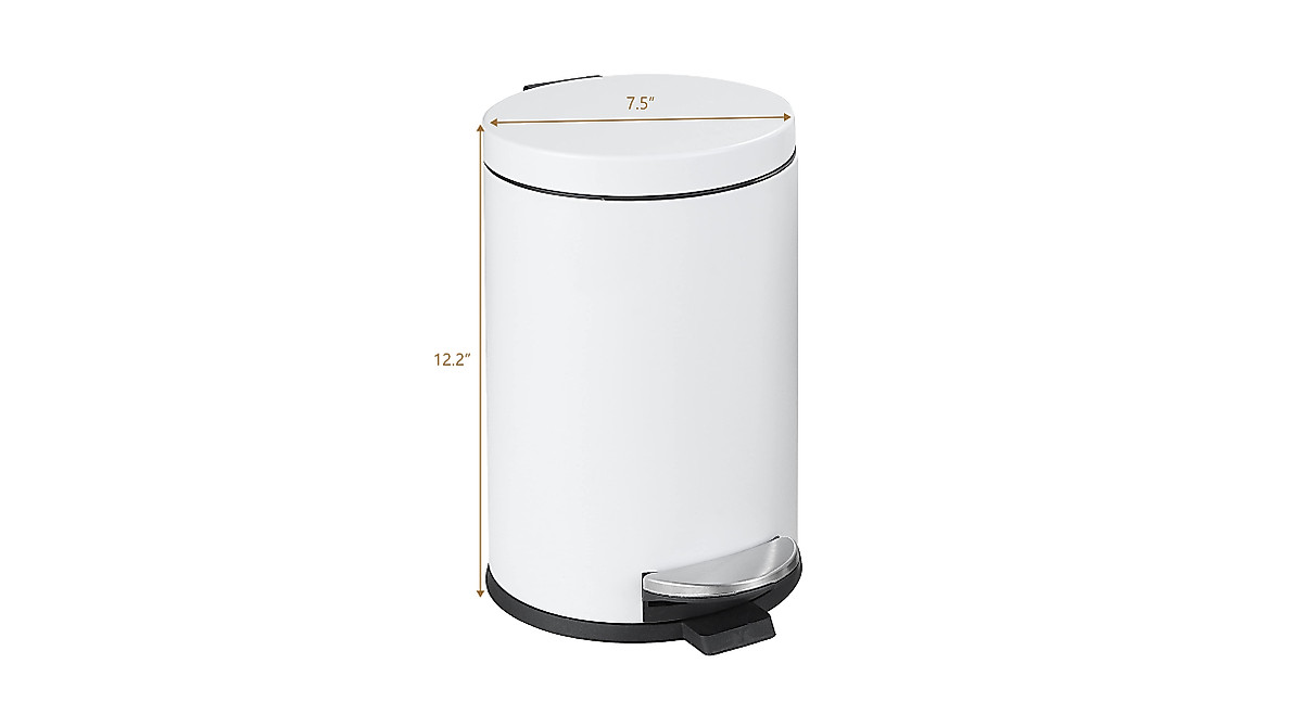SunnyPoint 4.5L Round Step Trash Can - Slow Close Lid Home