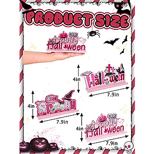 3 pcs Halloween Table Decor Wooden Centerpiece Signs- Happy Halloween Trick or Treat Boo Tabletop Signs with Witch Hat Goast Pumpkin for Home Party Office Desk Halloween Decorations Indoor