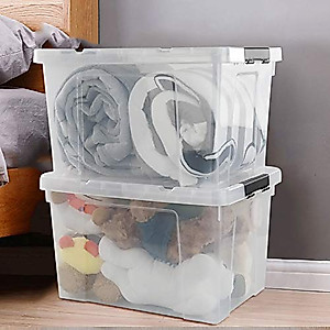 Pekky 34 Quart Clear Storage Bins with Lid, Latching Box Totes (4 Packs)
