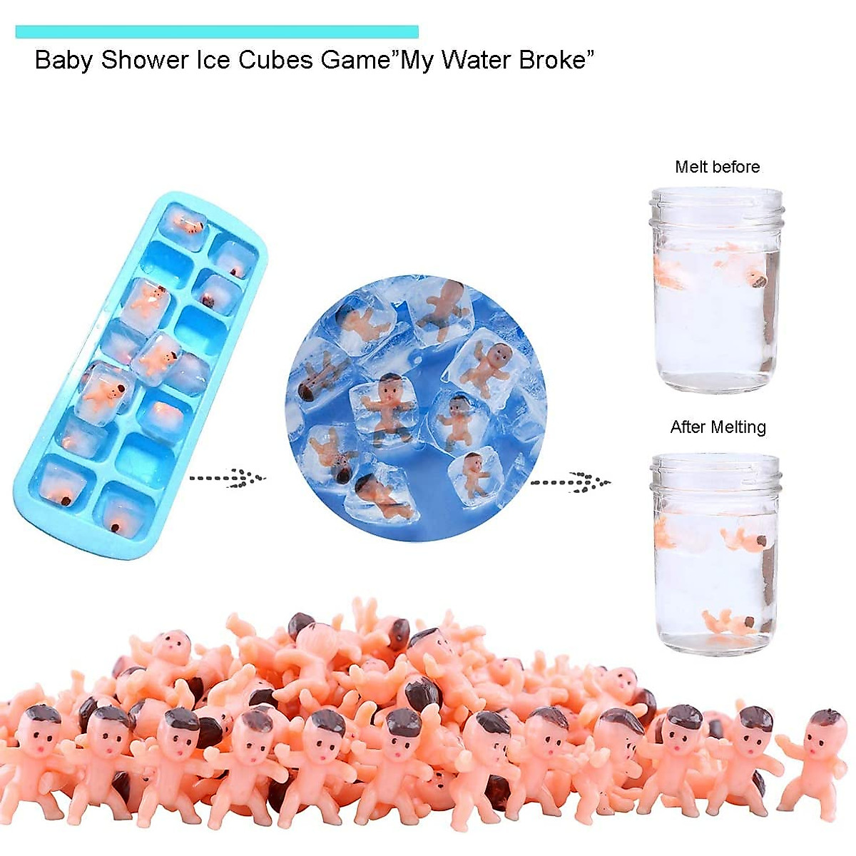 sansheng 200pcs1 Mini Plastic Baby Party Preference Baby Shower, Ice Games, Baby Game Decoration Party