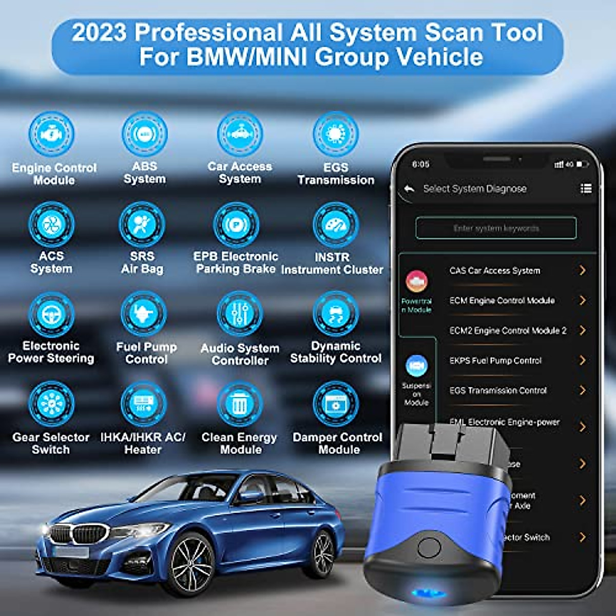 AUTOPHIX 3910 Bluetooth All System OBD2 Scanner Compatible with BMW/Mini Battery Registration Diagnostic Scan Tool with Service EPB CBS ETC Reset Battery Check Code Reader for iPhone iPad Android