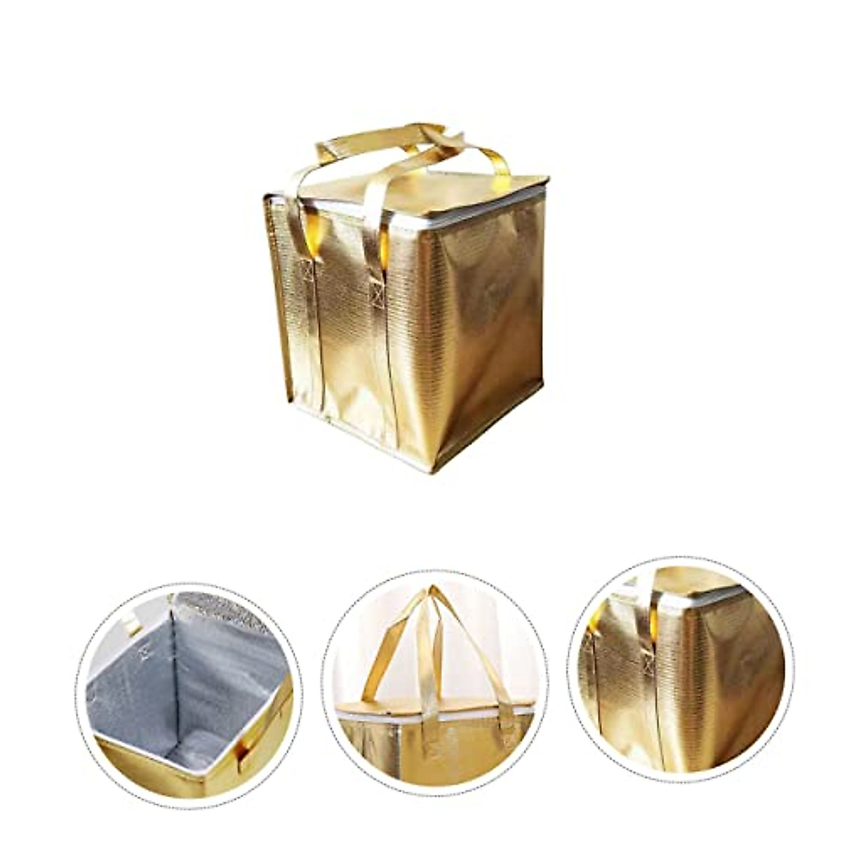 Abaodam 2pcs Baking Tote Car Tote Organizer Tote Bag Foldable Lunch Bag Insulated Shopping Bag Insulated Coffee Car Commercial Catering Bag Non-woven Fabric Golden Take-out Food Bag Food