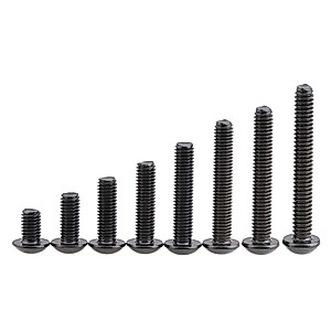 ZLYY 100Pcs M3-0.5 x 12mm Button Head Socket Cap Bolts Screws, ISO 7380 Hex Drive, Class 10.9, Black Oxide Finish, Alloy Steel