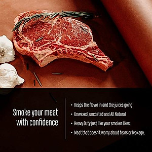 Pink Butcher Paper (17.25 Inch x 175 Feet Roll With Dispenser Box) - For Meat Smoking and BBQ - Heavy Duty Unwaxed Unbleached Food Grade Paper - Smoker Safe - Use Wrap While Cooking For Tender Meat