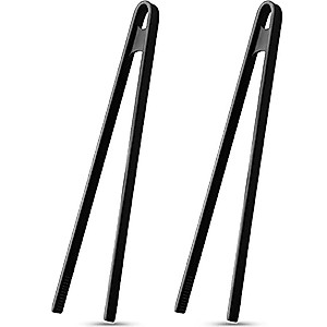 2 Pieces 11.8 Inch Silicone Trivet Tongs for Cooking Silicone Tongs Kitchen Utensils Heat Resistant Non-Stick Silicone Food Tongs Cooking Tongs BBQ Grilling Tongs (Black)